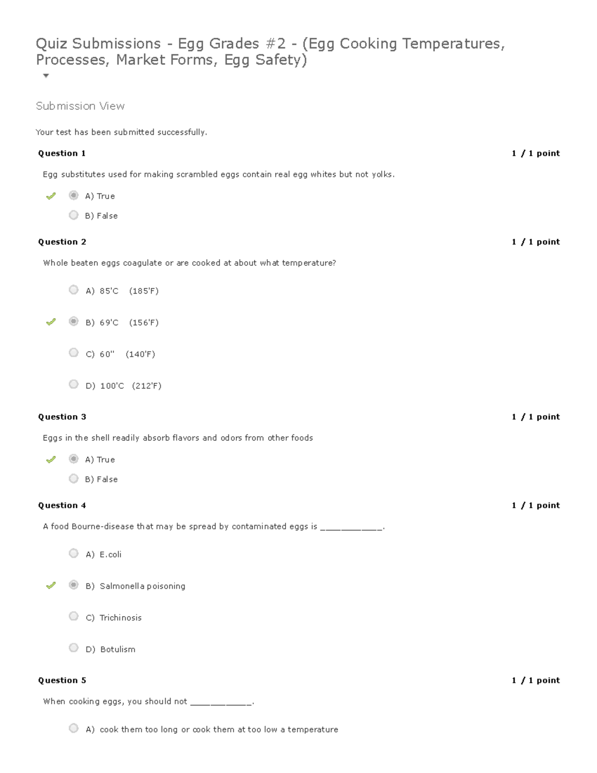 Egg Grades #2 - Quiz Submissions - Egg Grades #2 - (Egg Cooking ...