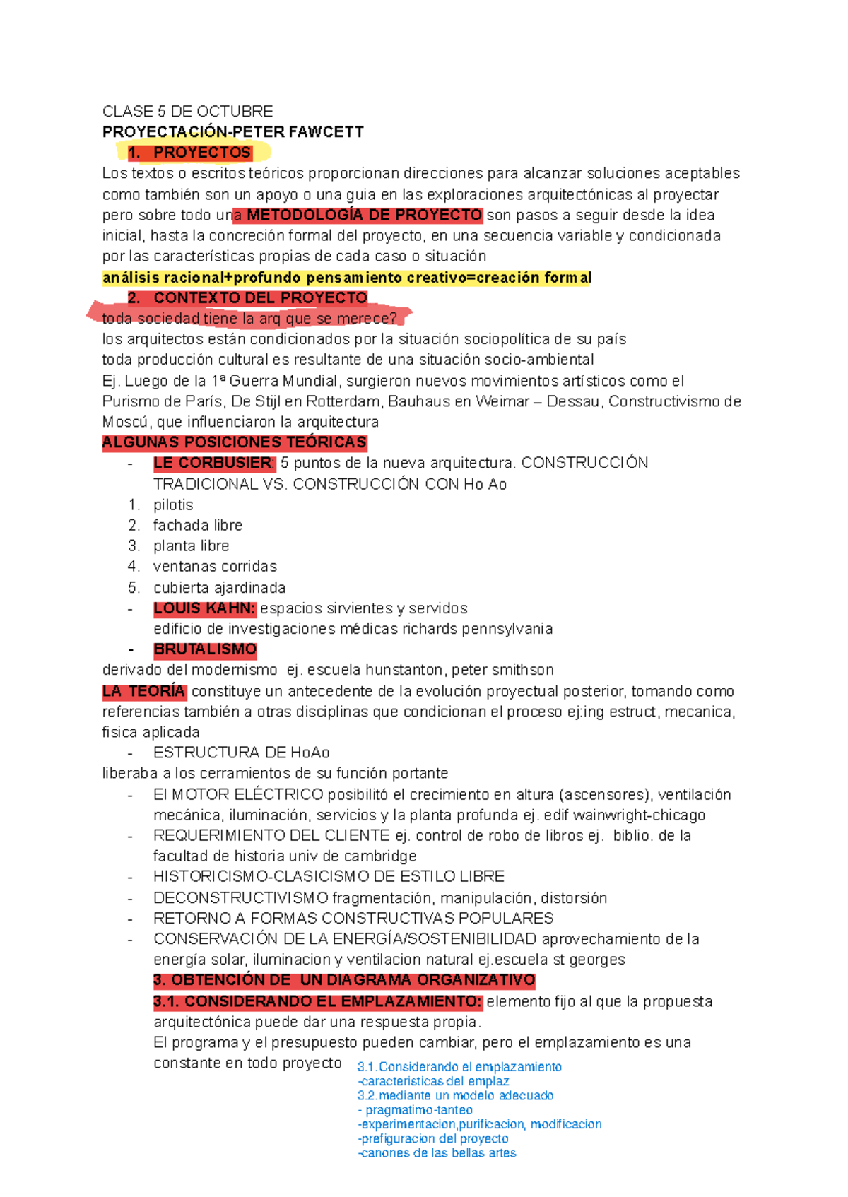 2 Resumen TEO Clase 5OCT - CLASE 5 DE OCTUBRE PROYECTACIÓN-PETER FAWCETT 1. PROYECTOS Los textos ...
