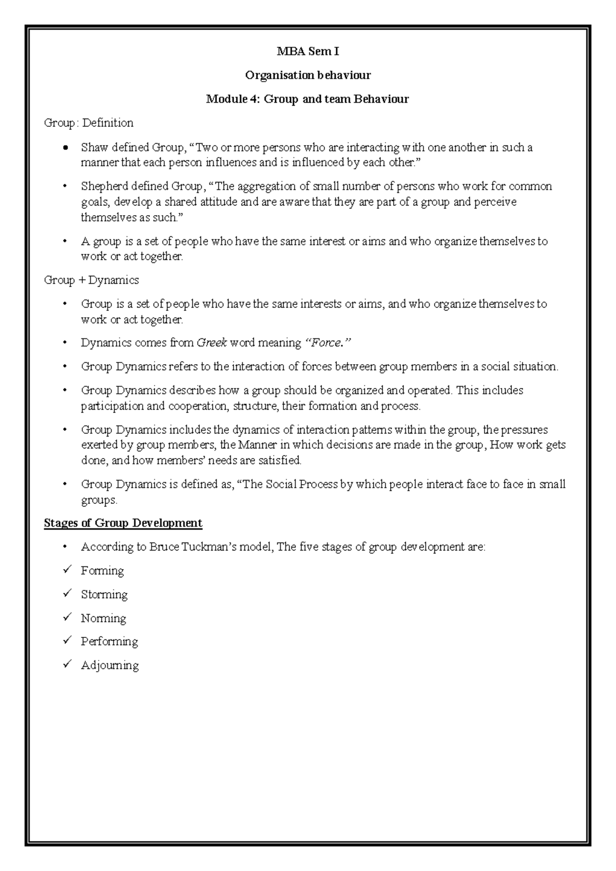 MBA Sem I OB Module 4 - organizational - MBA Sem I Organisation ...