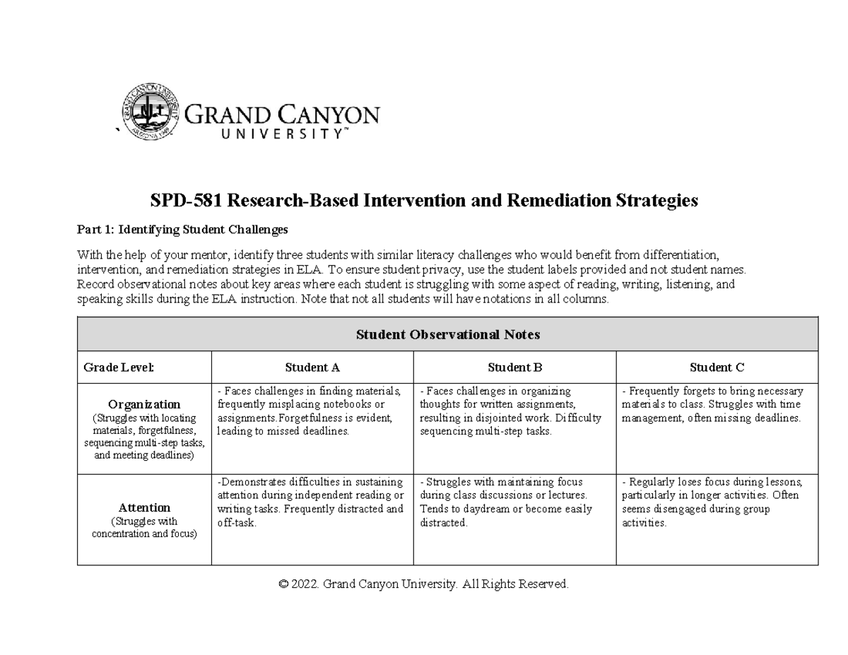 SPD-581-Research Based Intervention and Remediation Strategies - ` SPD ...