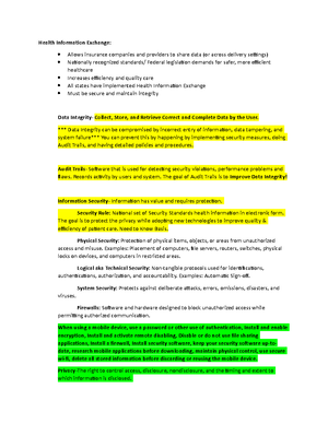 Informatics study guide - Competency 1: Information Management Study ...