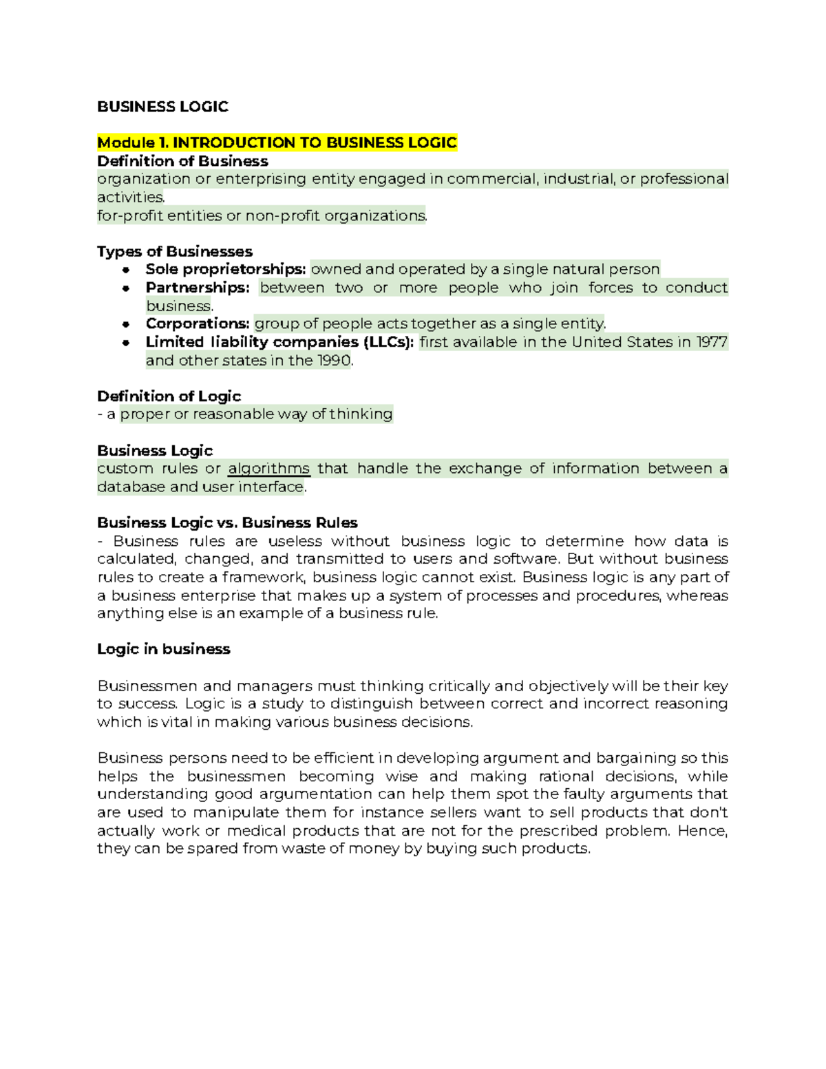 Inbound 7910224714252394558 - BUSINESS LOGIC Module 1. INTRODUCTION TO ...
