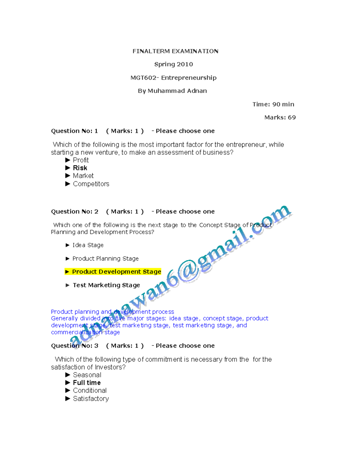 Mgt602 2 splved final term paper by Adnan awan - FINALTERM EXAMINATION ...