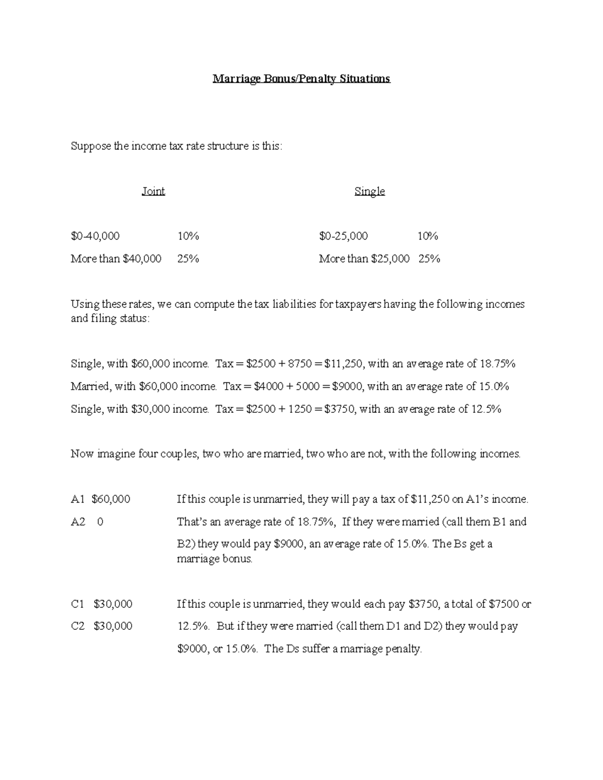 Fed tax marriage bonus or penalty - Marriage Bonus/Penalty Situations ...