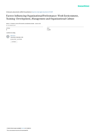 Factors Influencing Organizational Performance Wor - See discussions ...