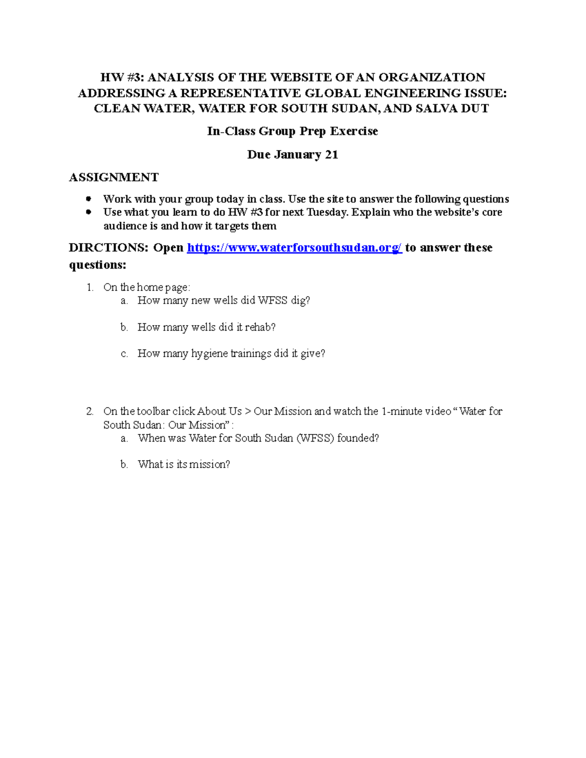 HW #3 Prep Exercise In Class - HW #3: ANALYSIS OF THE WEBSITE OF AN ...