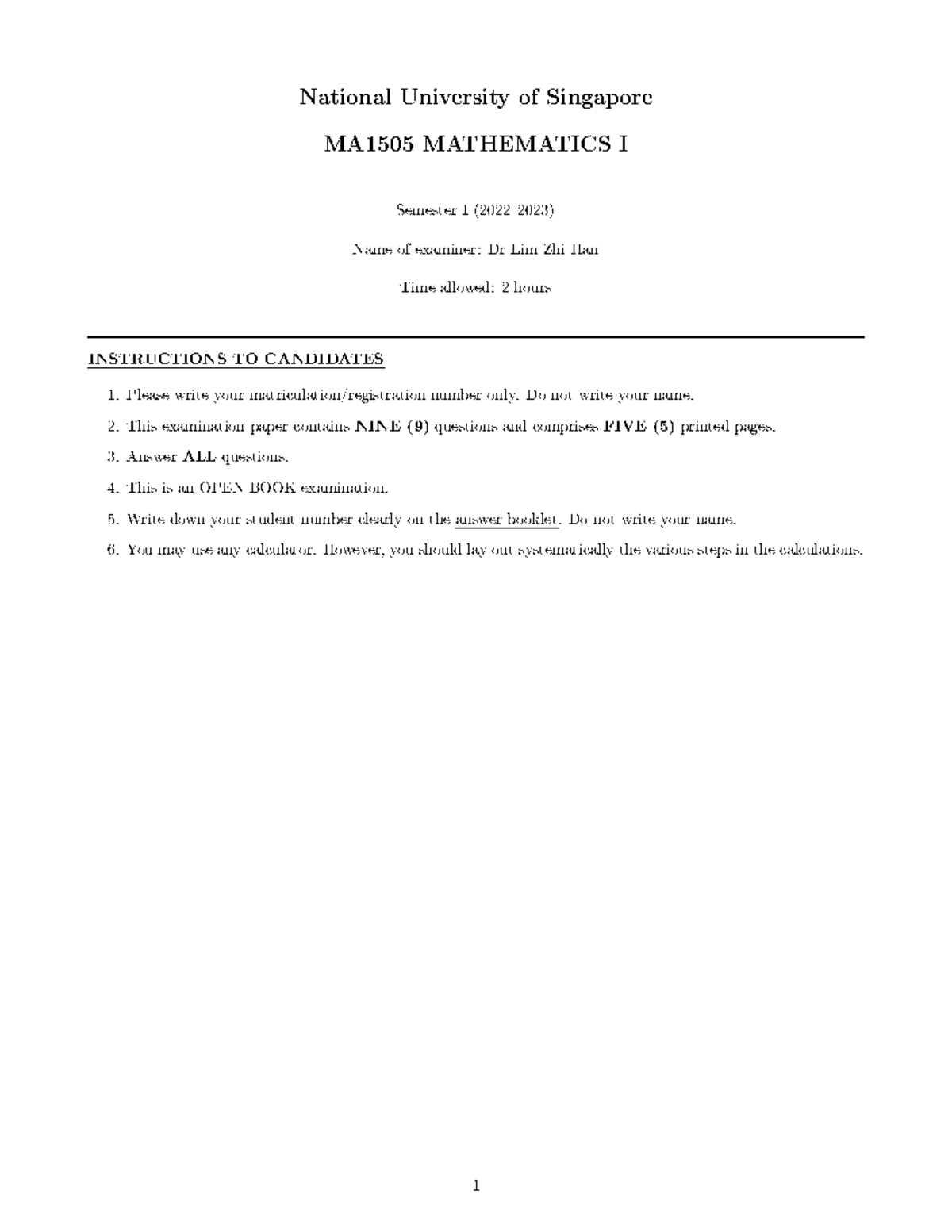 AY2223S1-Exam - Final exam paper - National University of Singapore ...