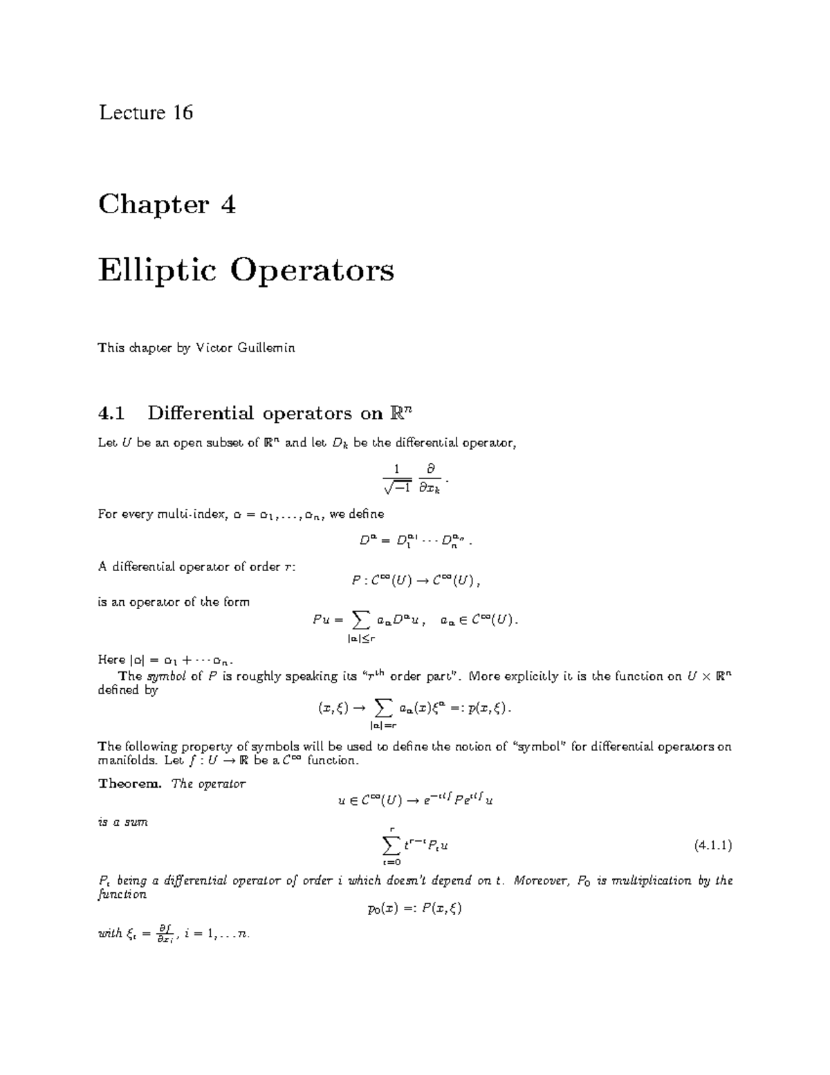 Differential Operators on Rn and Manifolds - Chapter 4 Elliptic ...