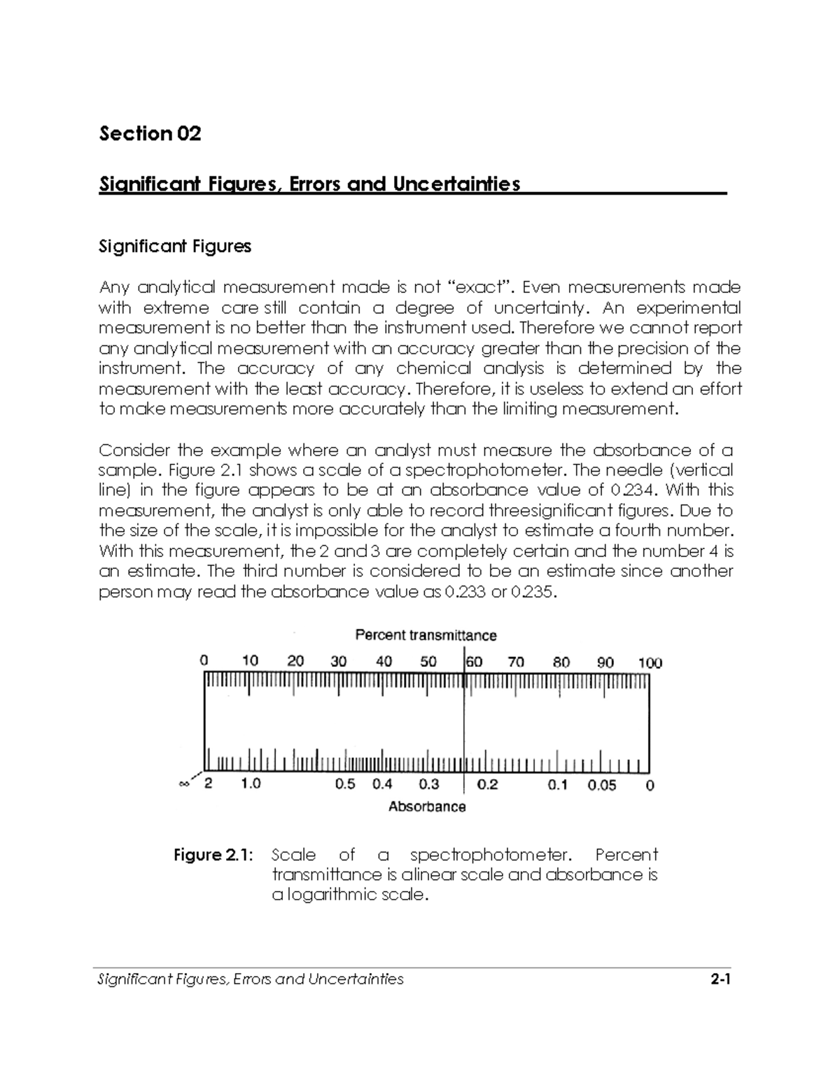 Chem 220 Course Notes - Section 2 - Significant Figures, Errors and ...