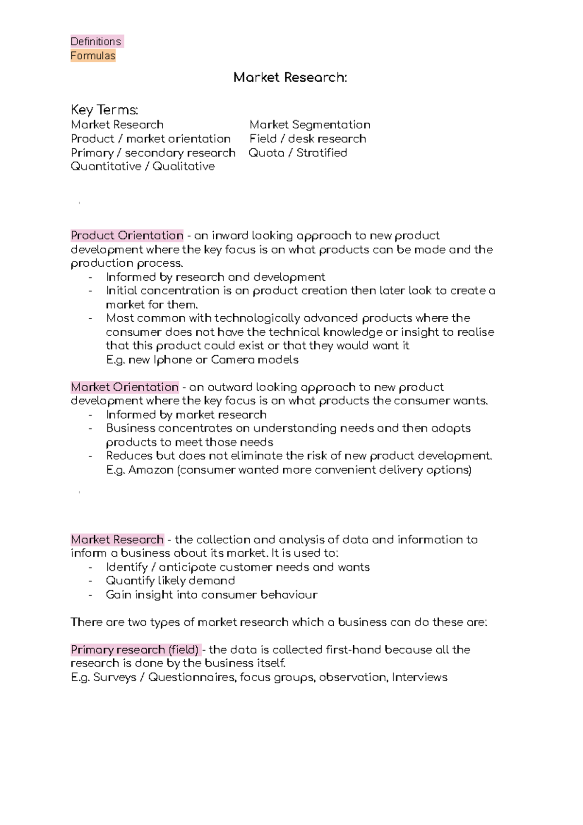 Market Research - Definitions Formulas Market Research: Key Terms ...
