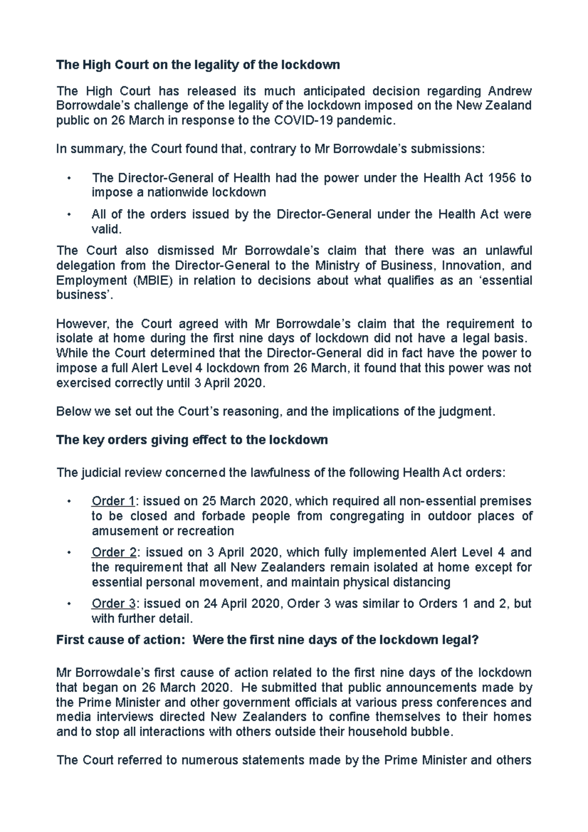 The Borrowdale Case - The High Court on the legality of the lockdown ...