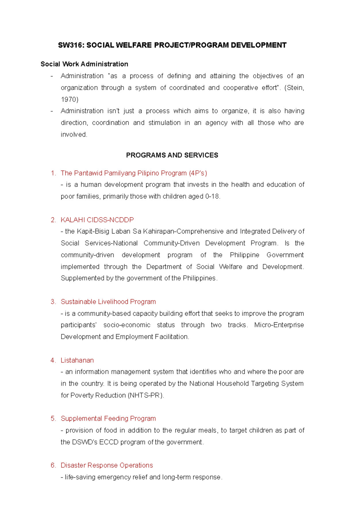 SW316- SW Programs and Services Administration - SW316: SOCIAL WELFARE ...