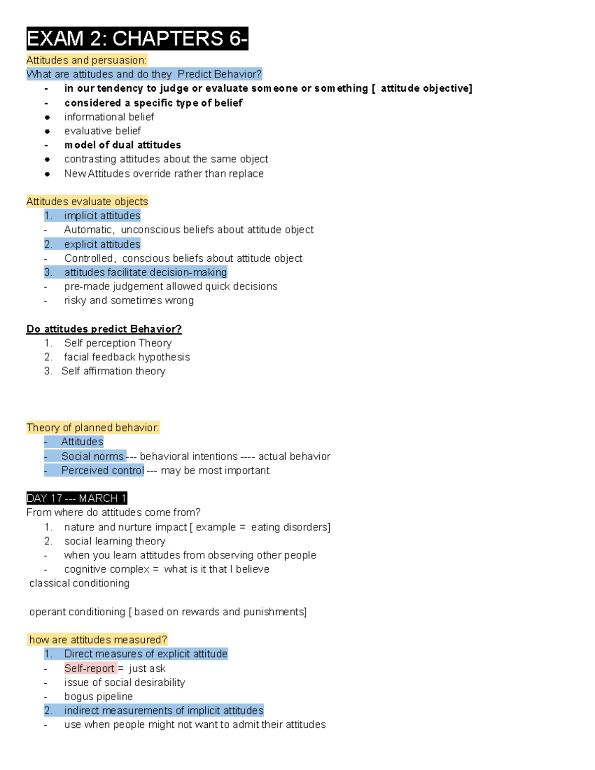 Social psychology - exam 2 - EXAM 2: CHAPTERS 6- Attitudes and ...