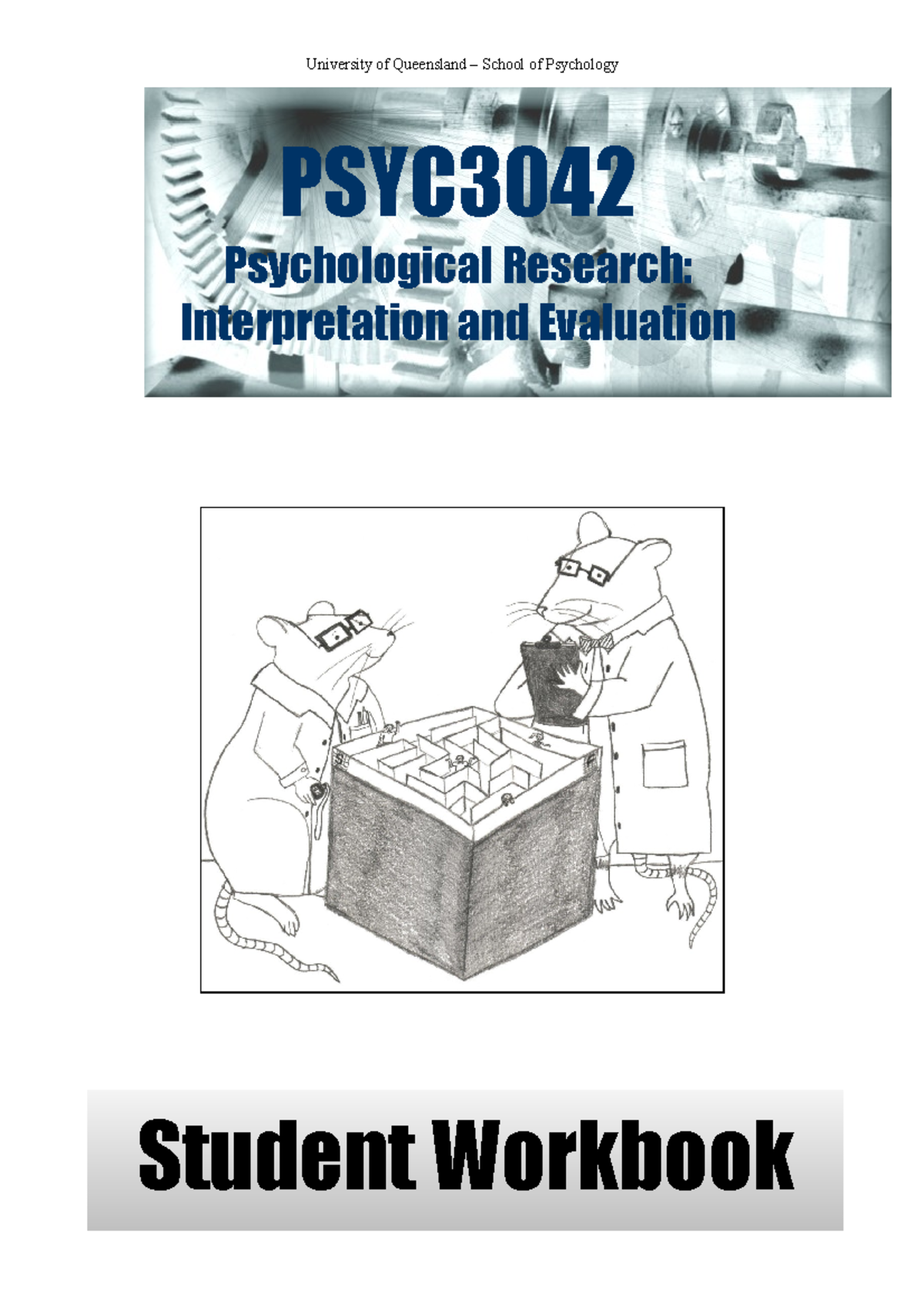 Tutorial Week 2 Workbook - University of Queensland – School of Psychology PSYC Psychological ...