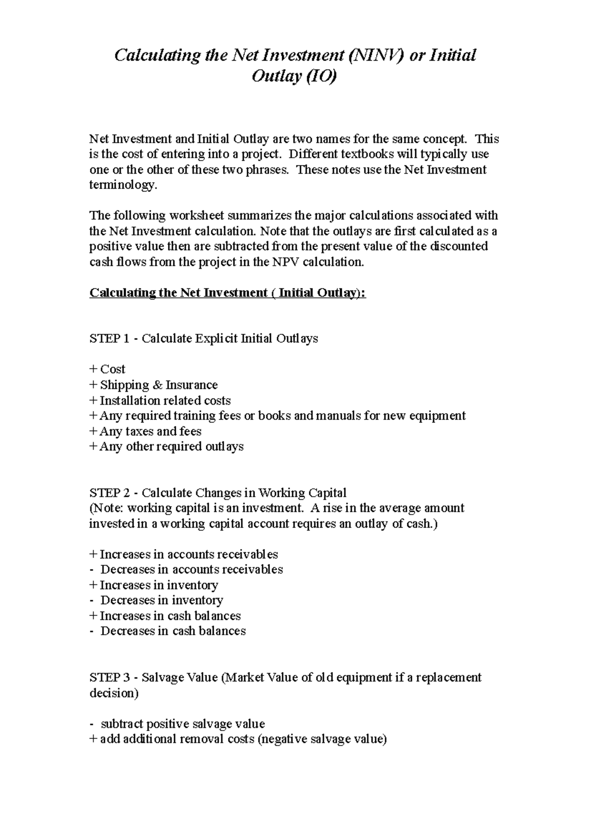 FIN3701-calculating the net investment - Calculating the Net Investment ...