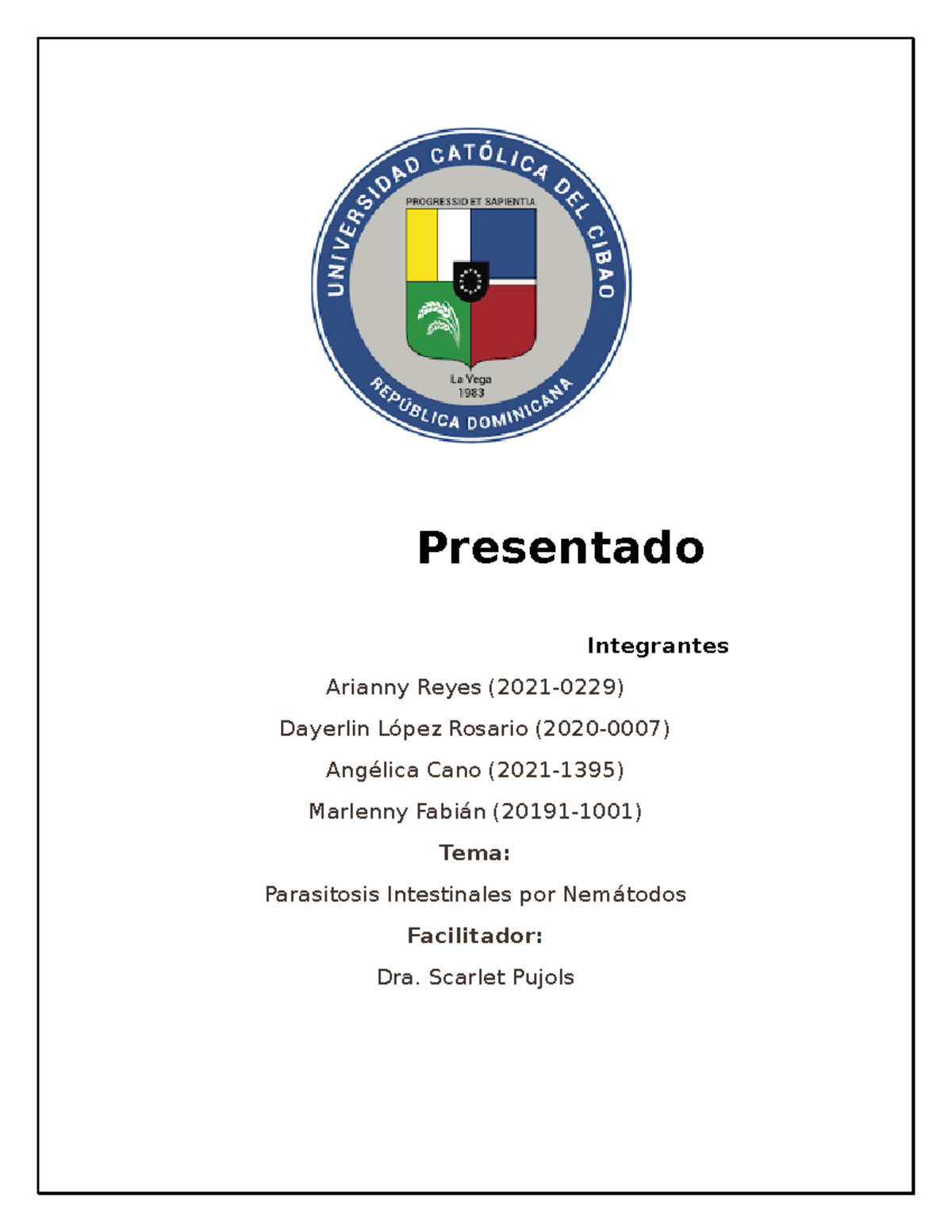 Nematodos - Presentado Integrantes Arianny Reyes (2021-0229) Dayerlin ...