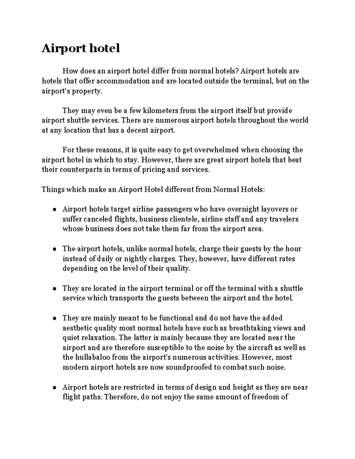 Airport hotels - They may even be a few kilometers from the airport ...
