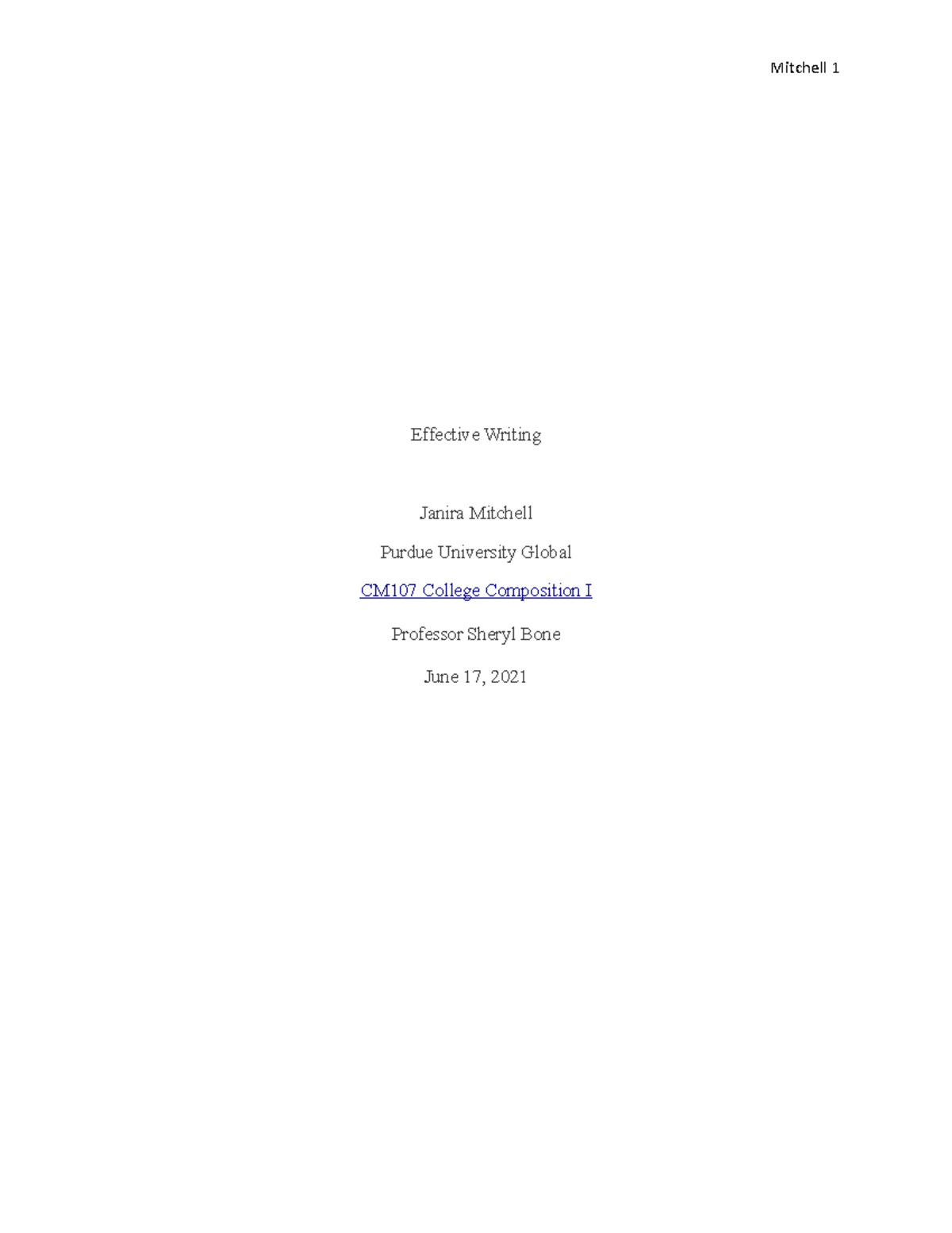 CMP107 Effective Writing Assignment Unit 2 - Mitchell 1 Effective ...
