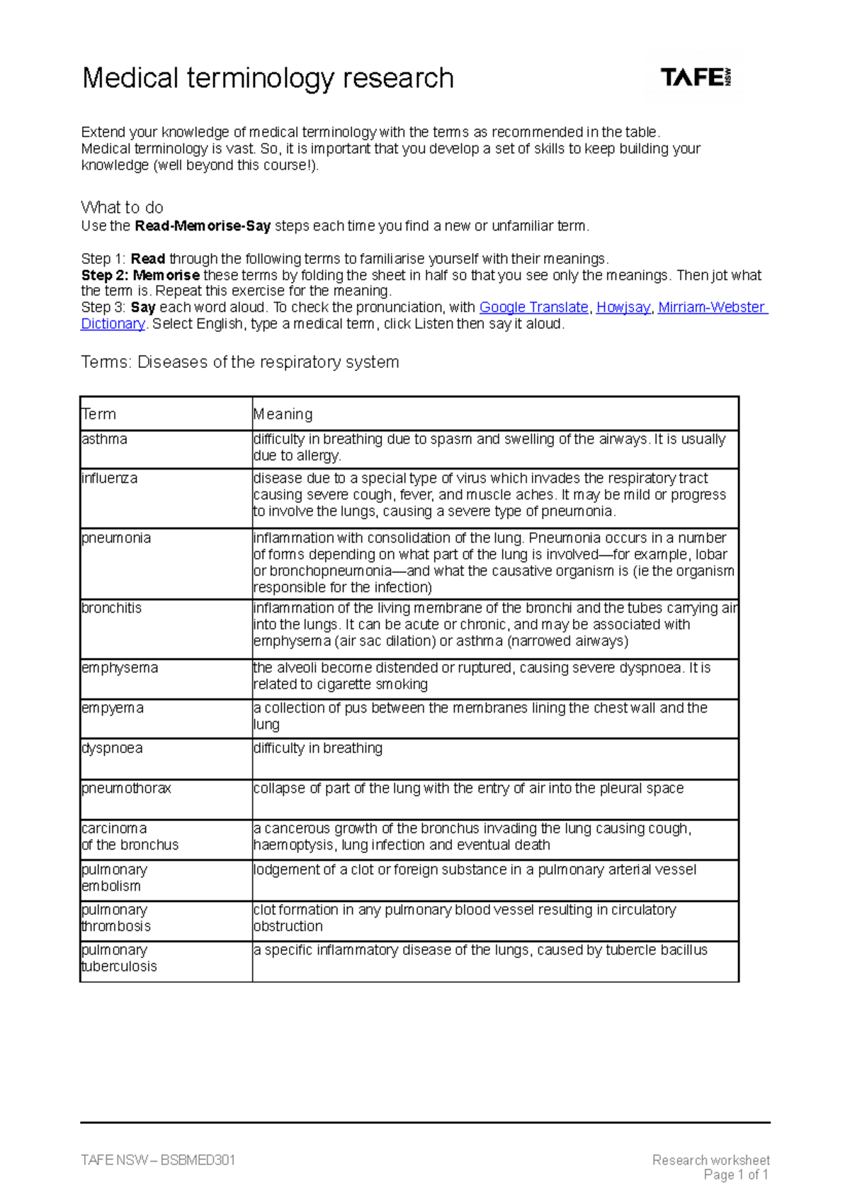 Bsbmed 301 Wk Sh 1of7 - Workshop assignment solution - Medical ...