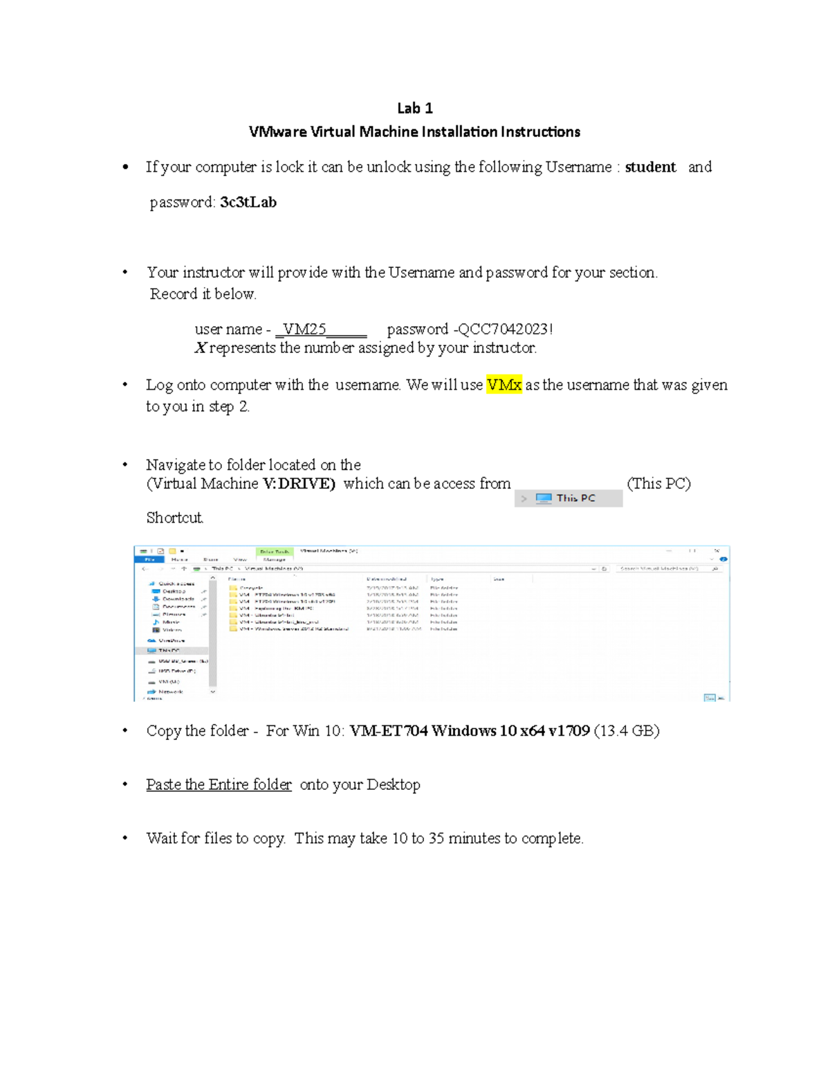 Lab 1 solved - Lab 1 VMware Virtual Machine Installation Instructions ...