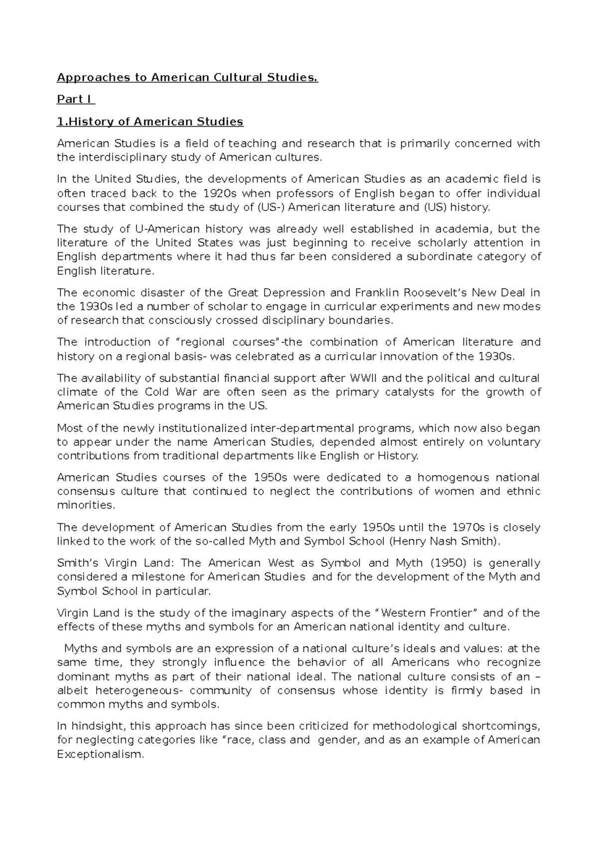 Americancultural studies - Approaches to American Cultural Studies ...