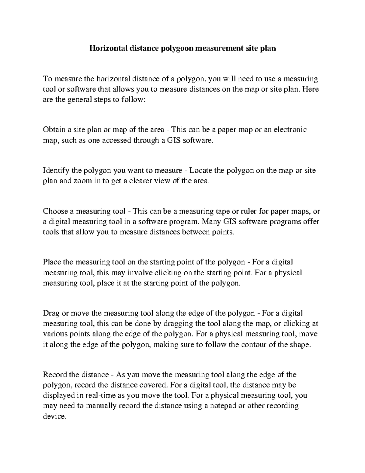Horizontal distance polygoon measurement site plan - Here are the ...