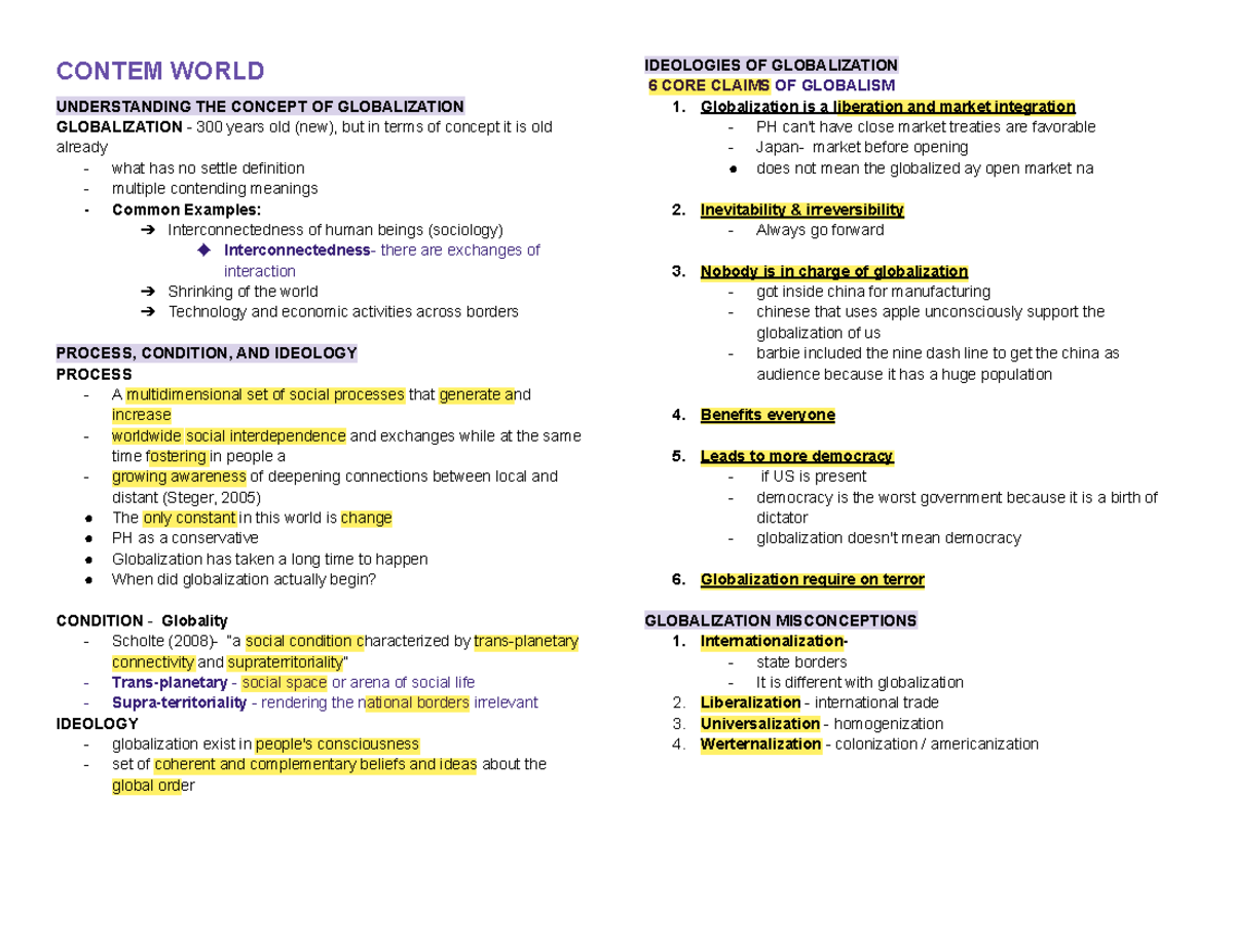 Contem-2 - CONTEM WORLD UNDERSTANDING THE CONCEPT OF GLOBALIZATION ...