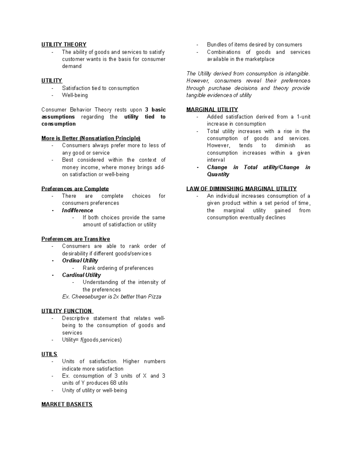 Managerial Economics: Utility Theory - UTILITY THEORY The ability of ...