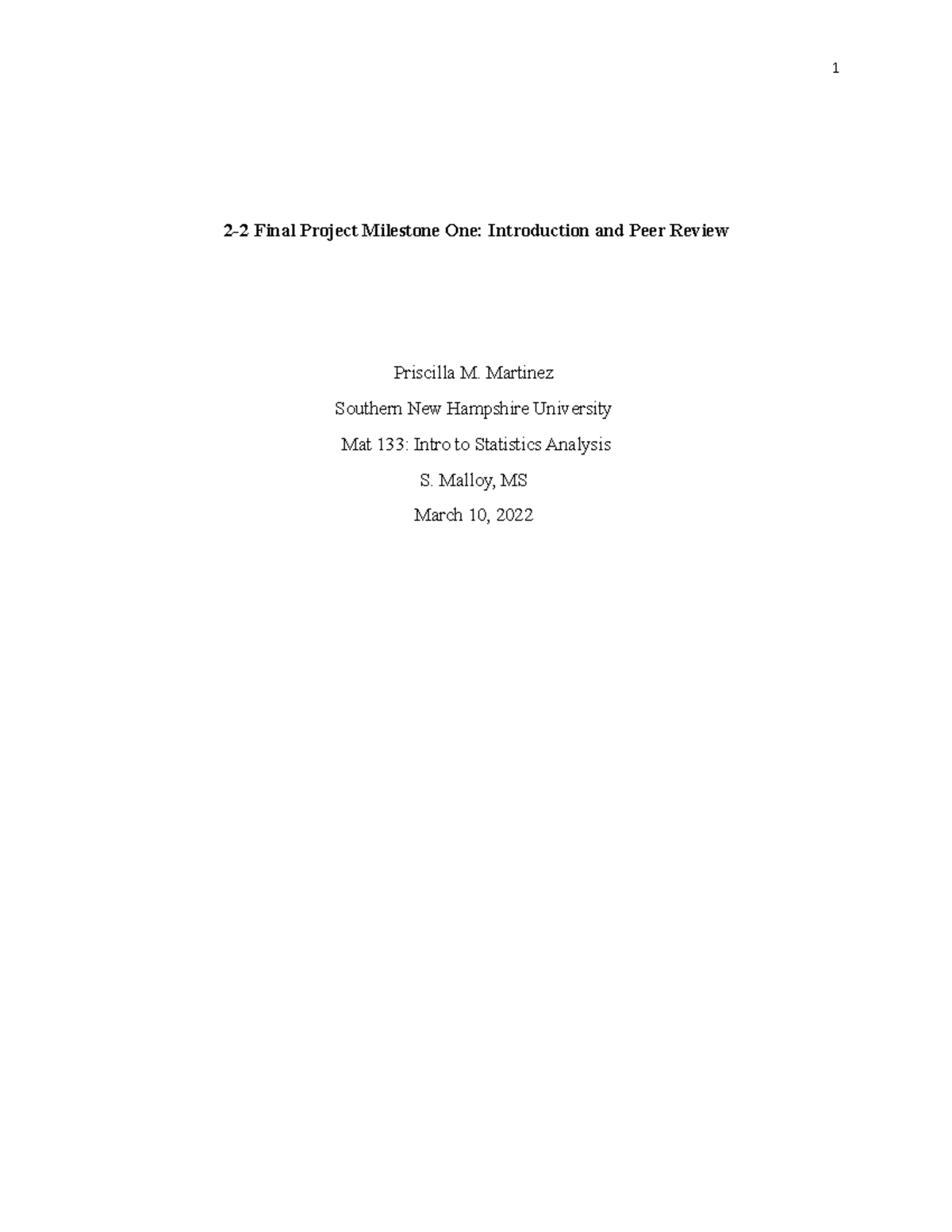 2-2 mat 133 - 2-2 assignment - 2-2 Final Project Milestone One ...
