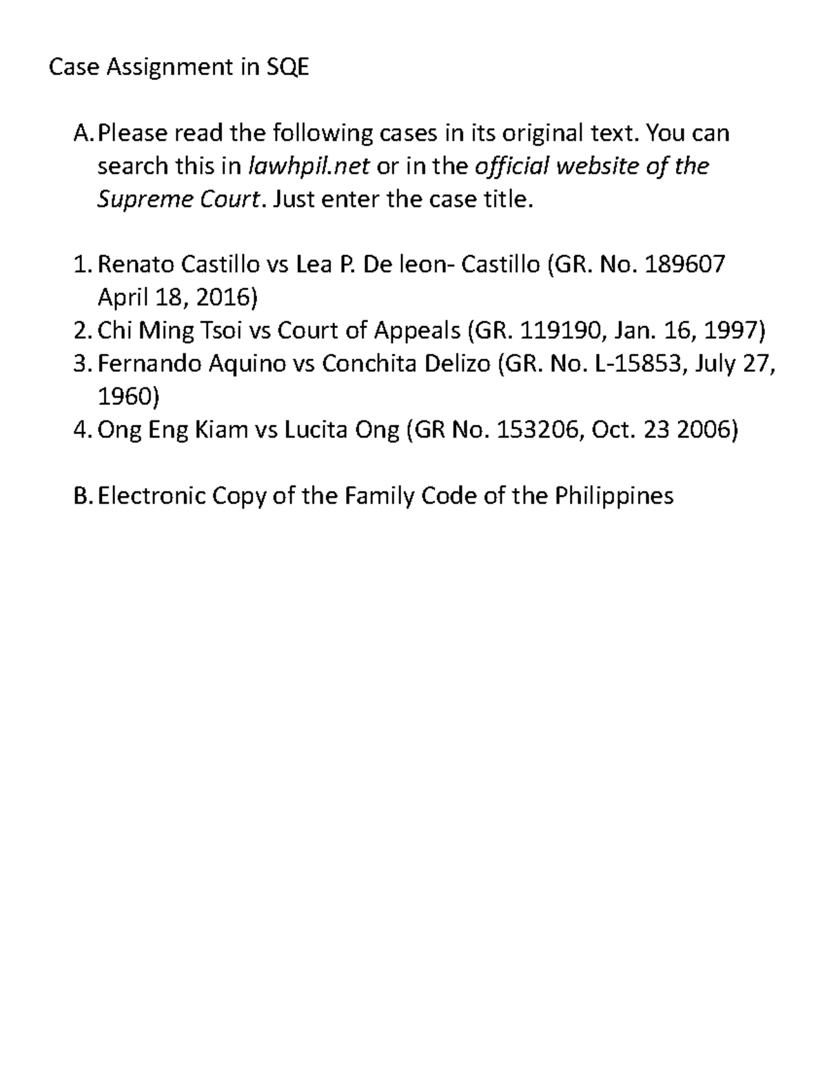 Case Assignment in Ethics - Case Assignment in SQE A read the following cases in its original ...