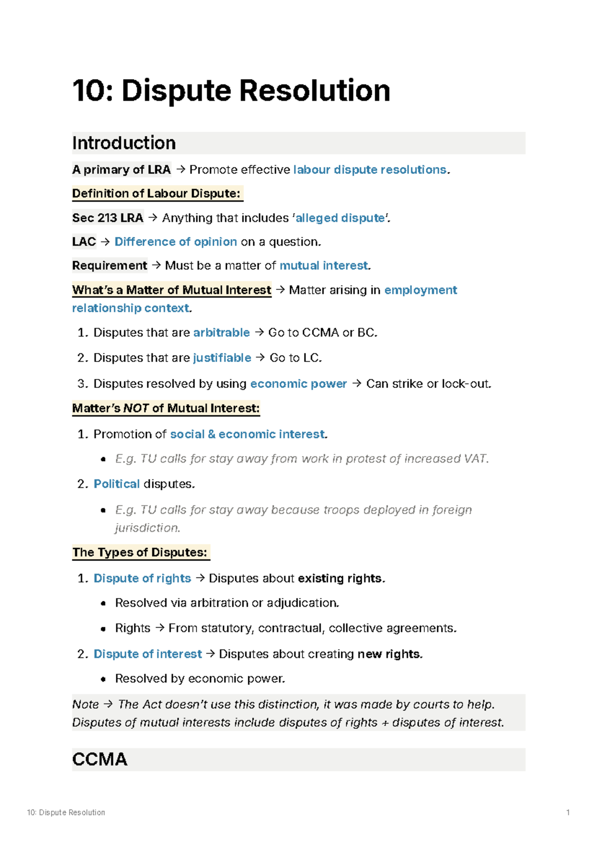 Study Unit 10: Labour Disputes - 10: Dispute Resolution Introduction A ...