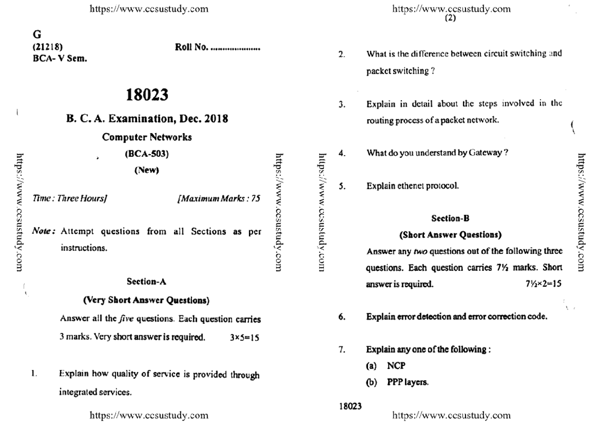 Computer-networks 2018 - Bachelor of computer applications - Studocu