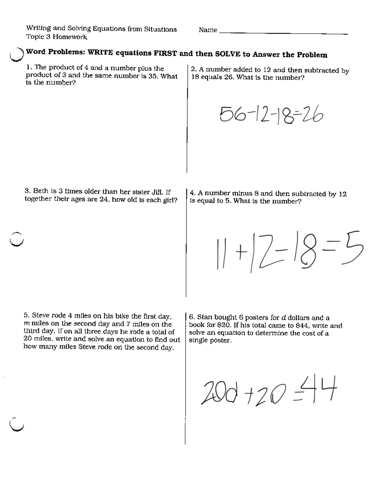 Ja'Shon Cunningham - Writing Equations Practice 2 - GEOL1040 - Studocu
