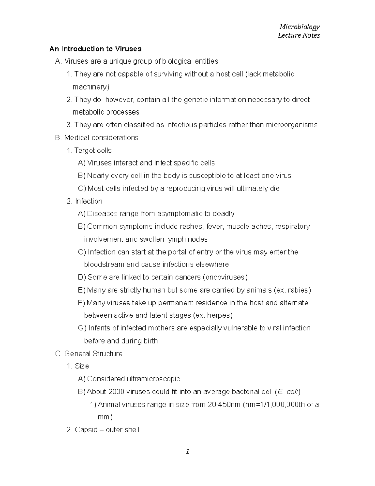 2021-Microbiology-Lecture-Notes-Introduction to Viruses-Notes-No ...
