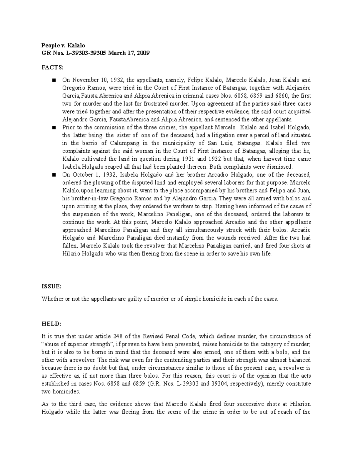 People of the Phiippines v. Kalalo - People v. Kalalo GR Nos. L-39303 ...