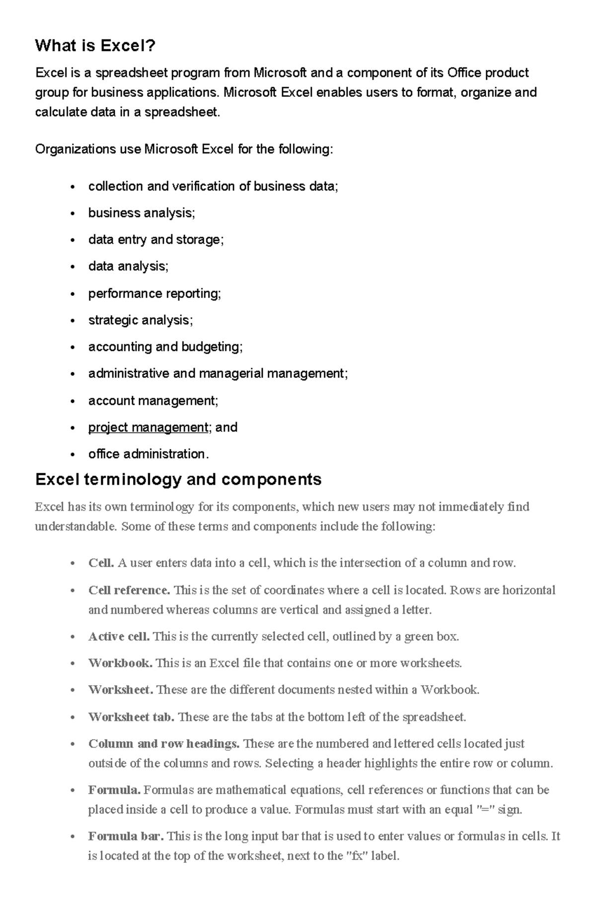 What is Excel - NOTES - What is Excel? Excel is a spreadsheet program ...