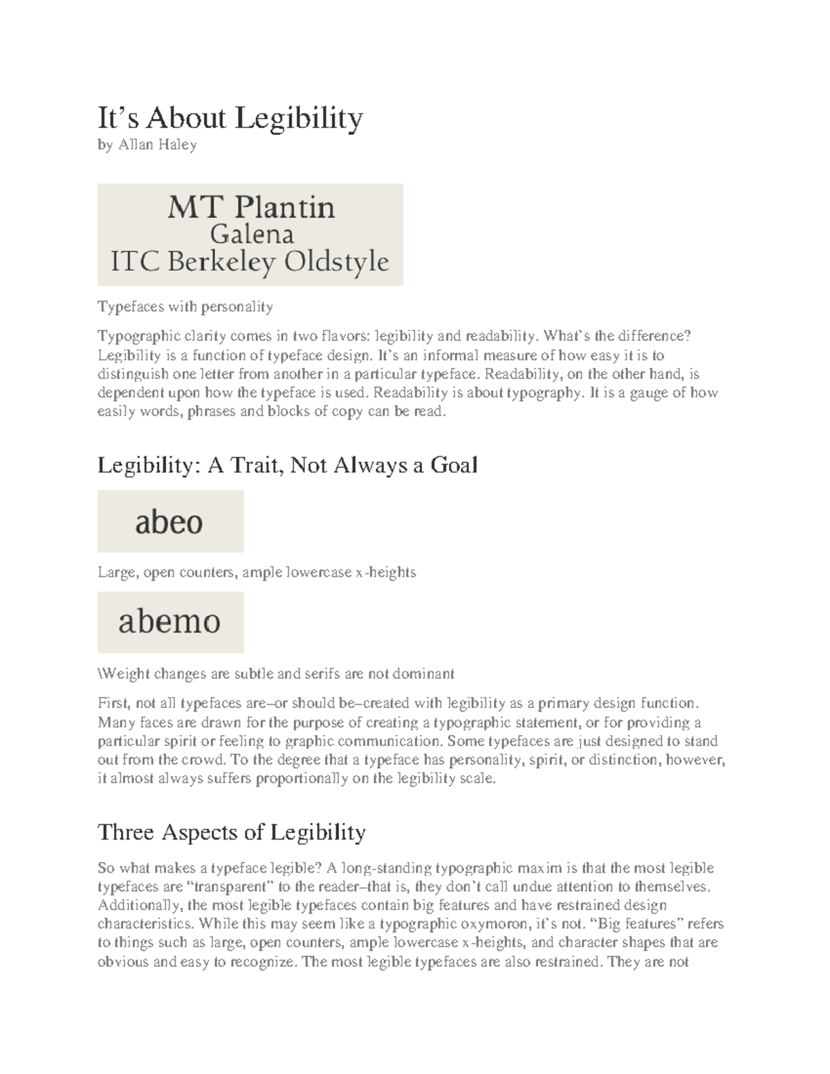 Size vs Clarity - love - It’s About Legibility by Allan Haley Typefaces ...