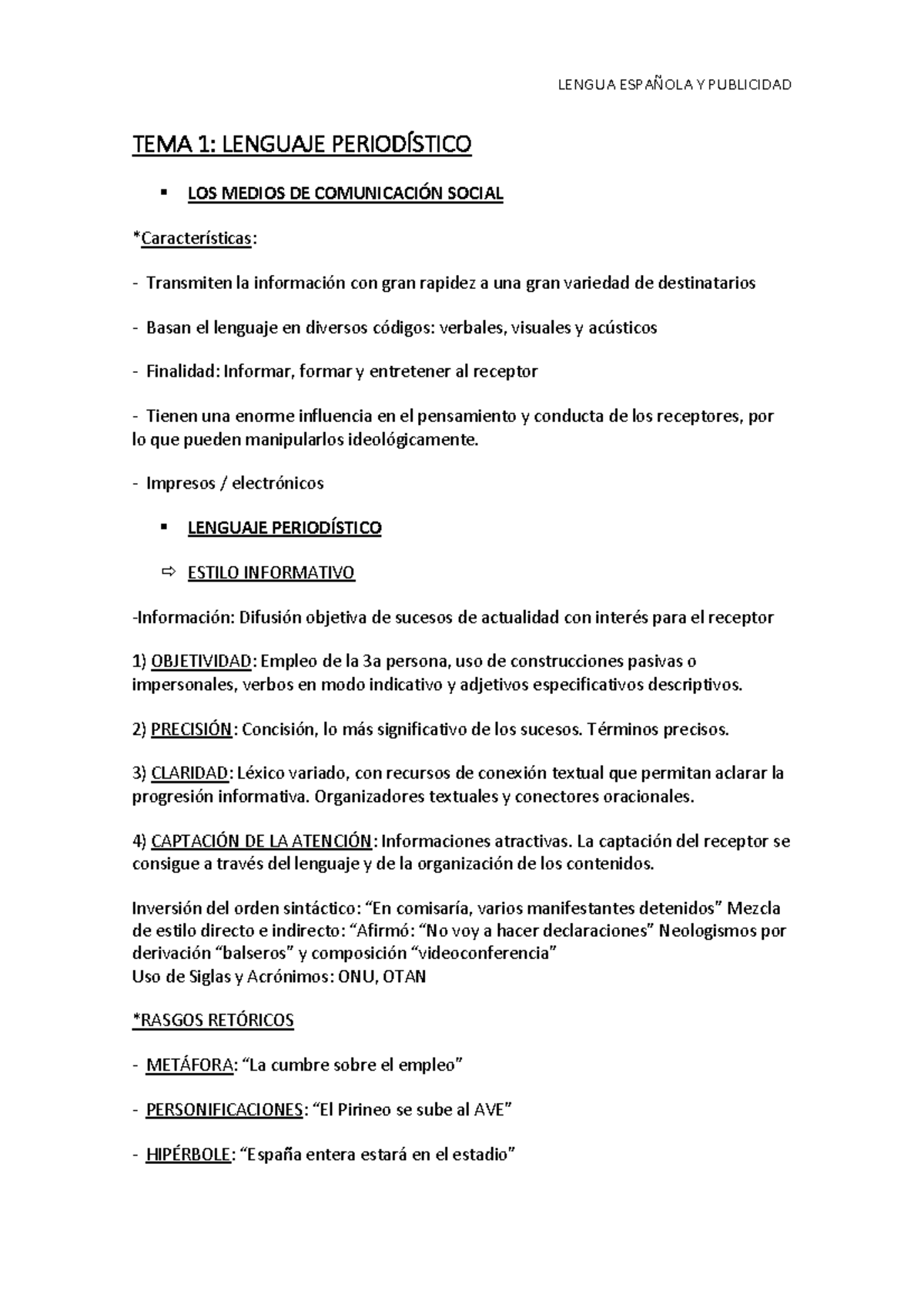 TEMA 1: Lenguaje Periodístico - Warning: TT: undefined function: 32 LENGUA ESPAÑOLA Y PUBLICIDAD ...