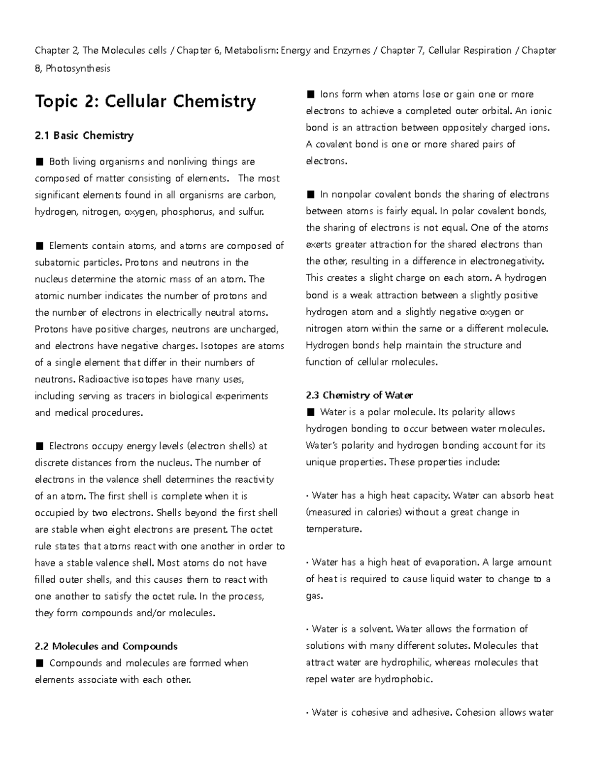 Topic 2 - Chapter 2 lecture summary overview and quizzes - 8 ...