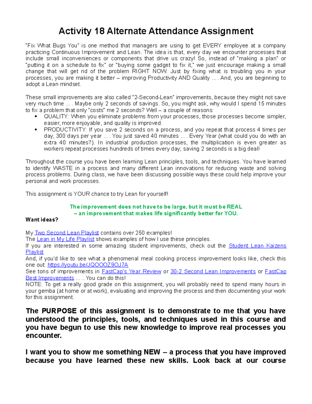 Template and Rubric - Activity 18 Attendance - Activity 18 Alternate ...