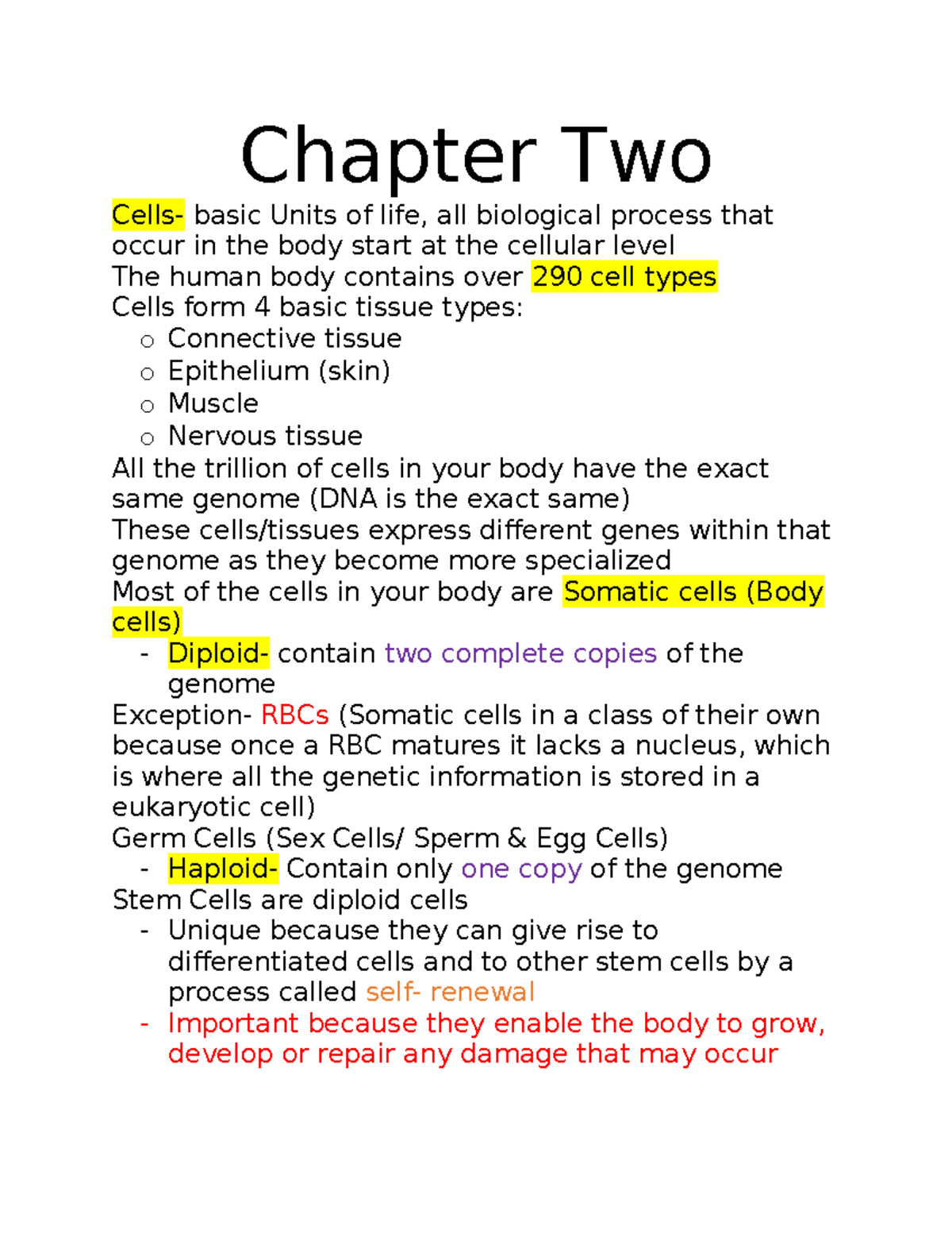 Chapter TWO BIO Notes - Bio - Chapter Two Cells- basic Units of life ...