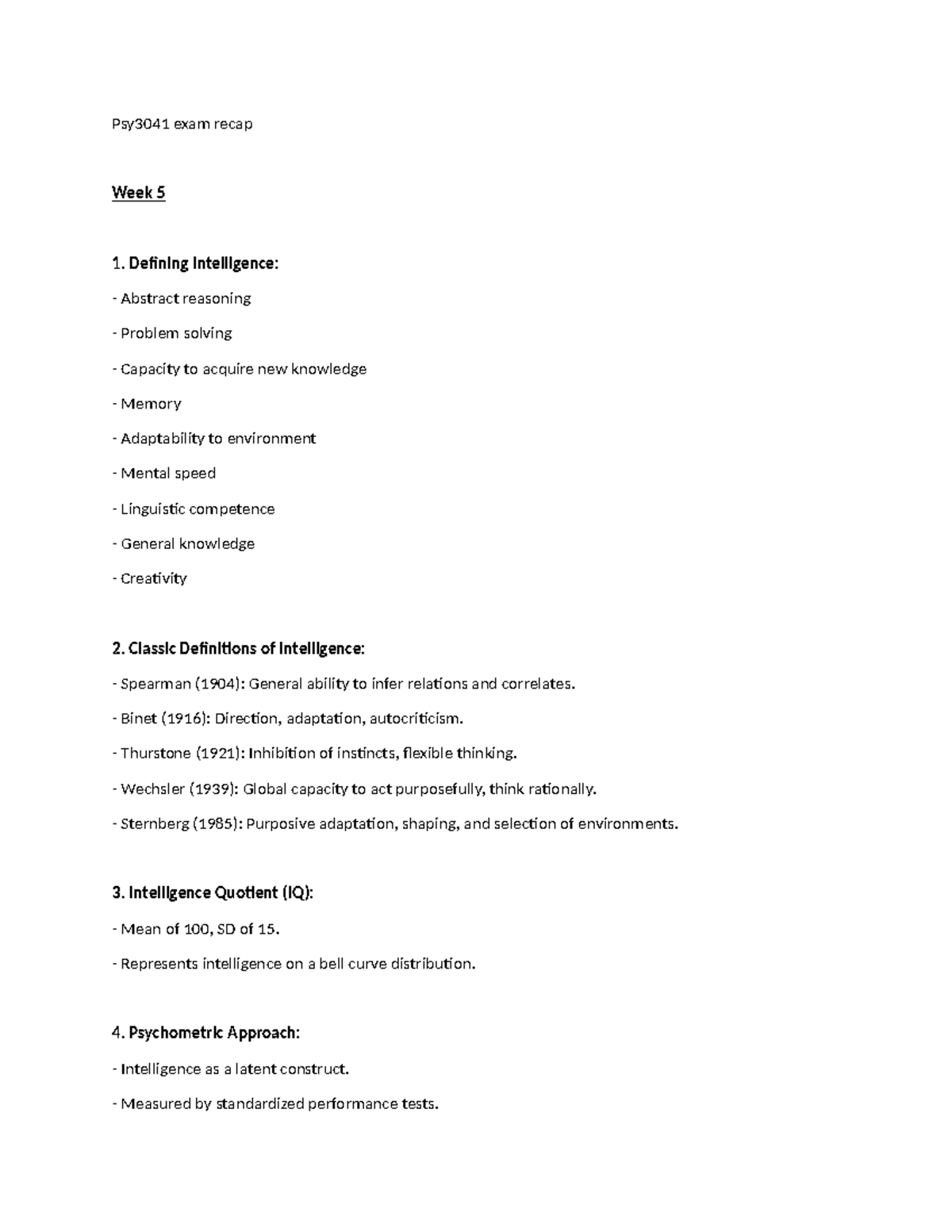 Psy3041 exam recap - Summary Psychological testing - Psy3041 exam recap ...