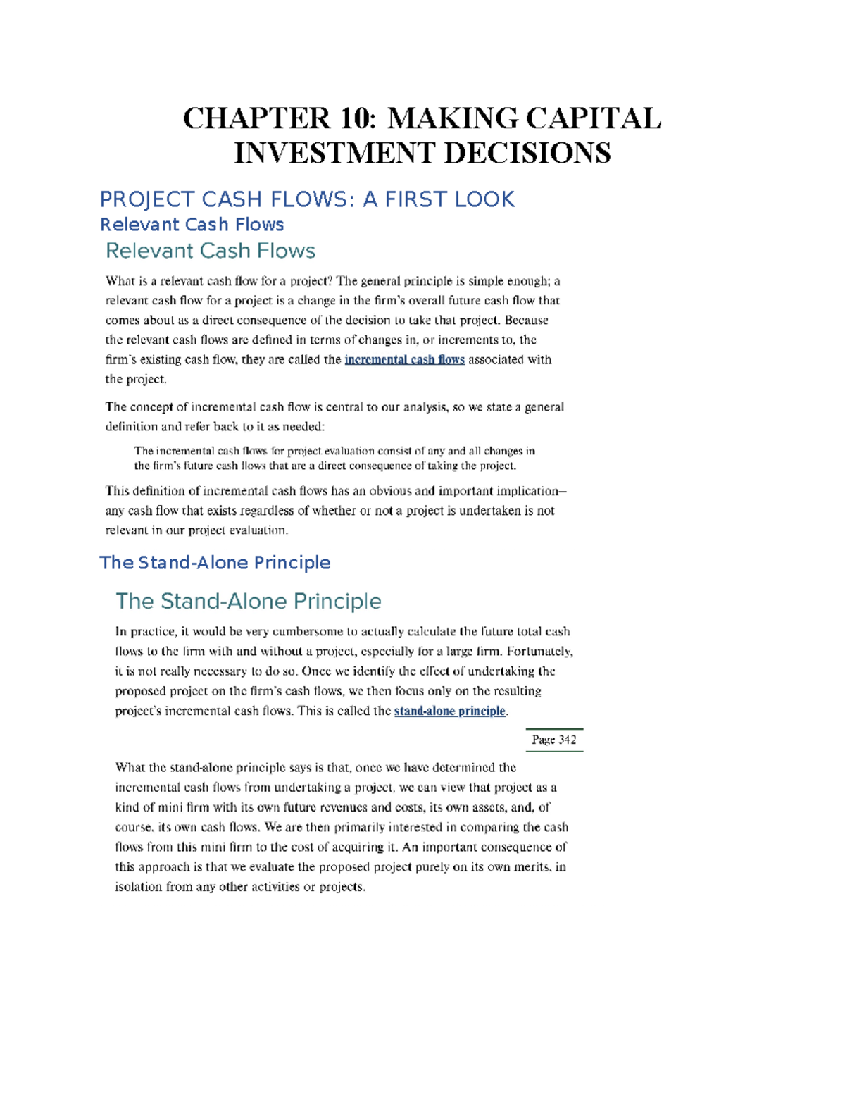 Chapter 10 - Finance - CHAPTER 10: MAKING CAPITAL INVESTMENT DECISIONS PROJECT CASH FLOWS: A ...
