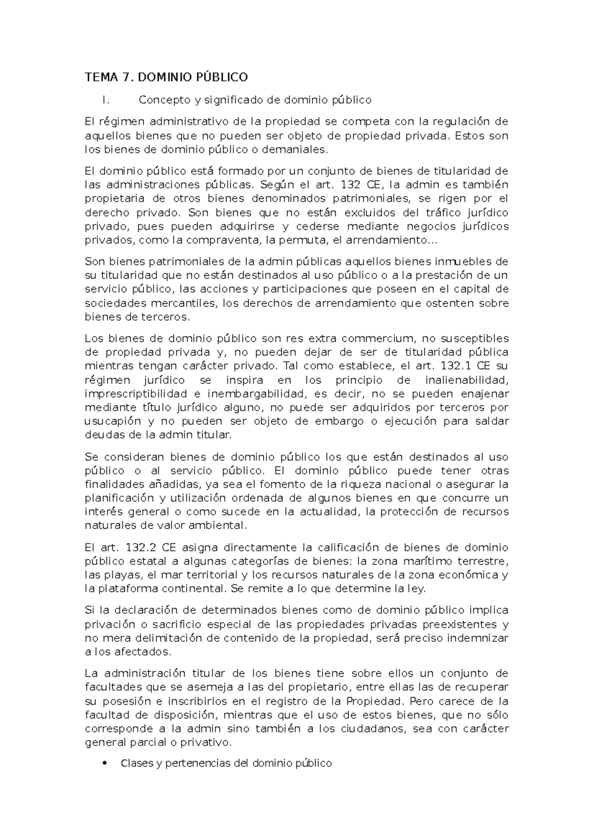 Tema 7 dominio público - apuntes administrativo - TEMA 7. DOMINIO ...