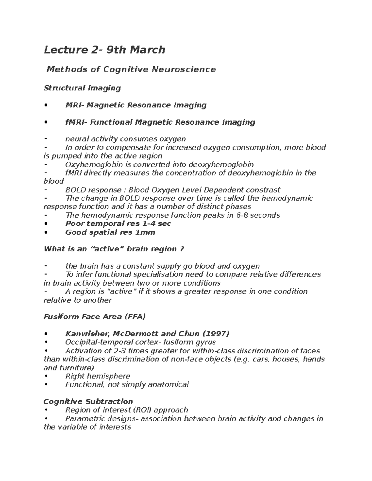 Lecture 2 cog - Quantitative psychology - Lecture 2- 9th March Methods ...