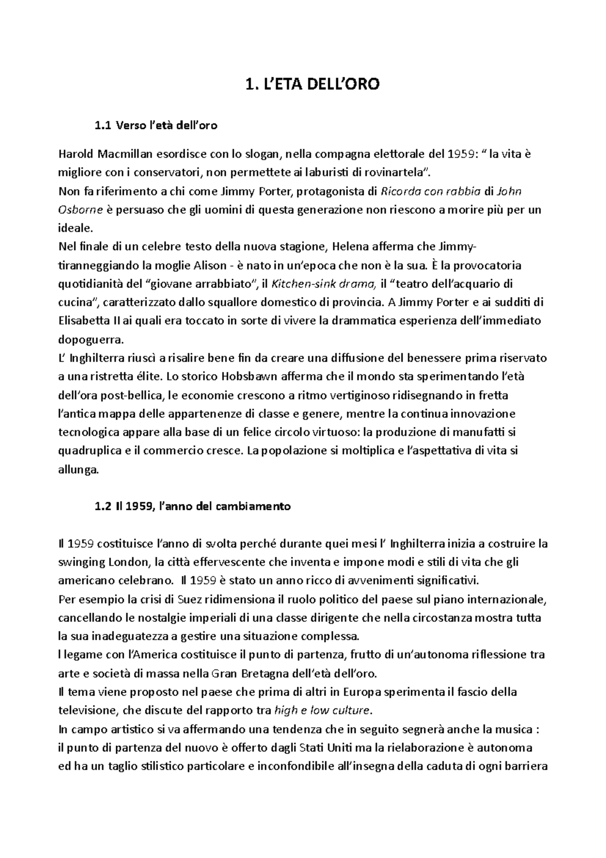 1. l'ETA' DELL'ORO - 1 capitolo: l'età dell'oro - Dai Beatles a Blair ...