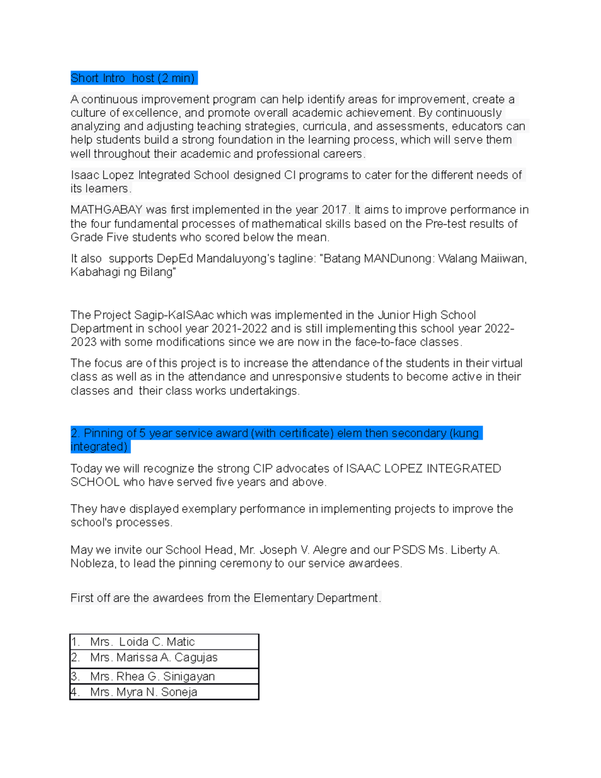 Symposium script edited - Short Intro host (2 min) A continuous ...