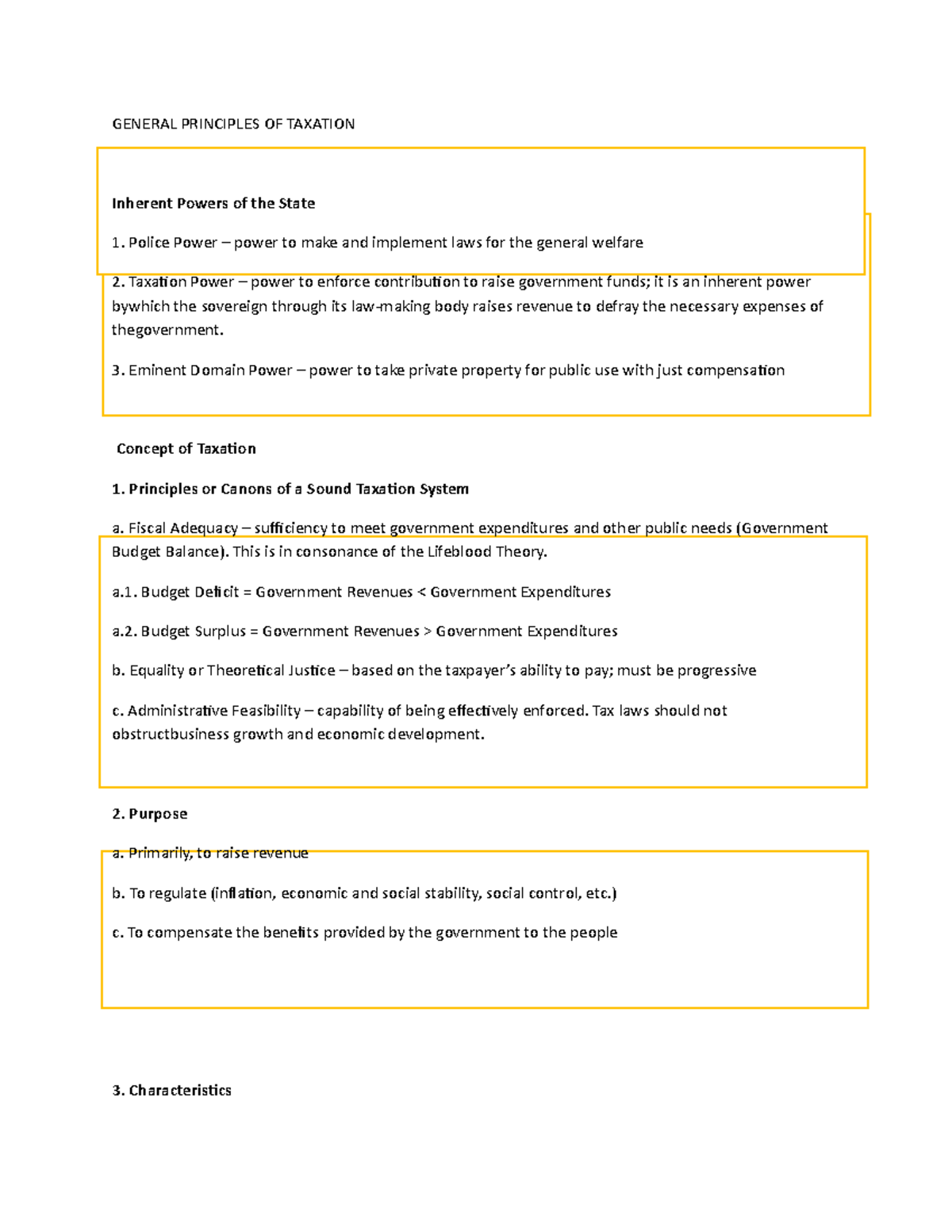 General Principles - GENERAL PRINCIPLES OF TAXATION Inherent Powers of ...