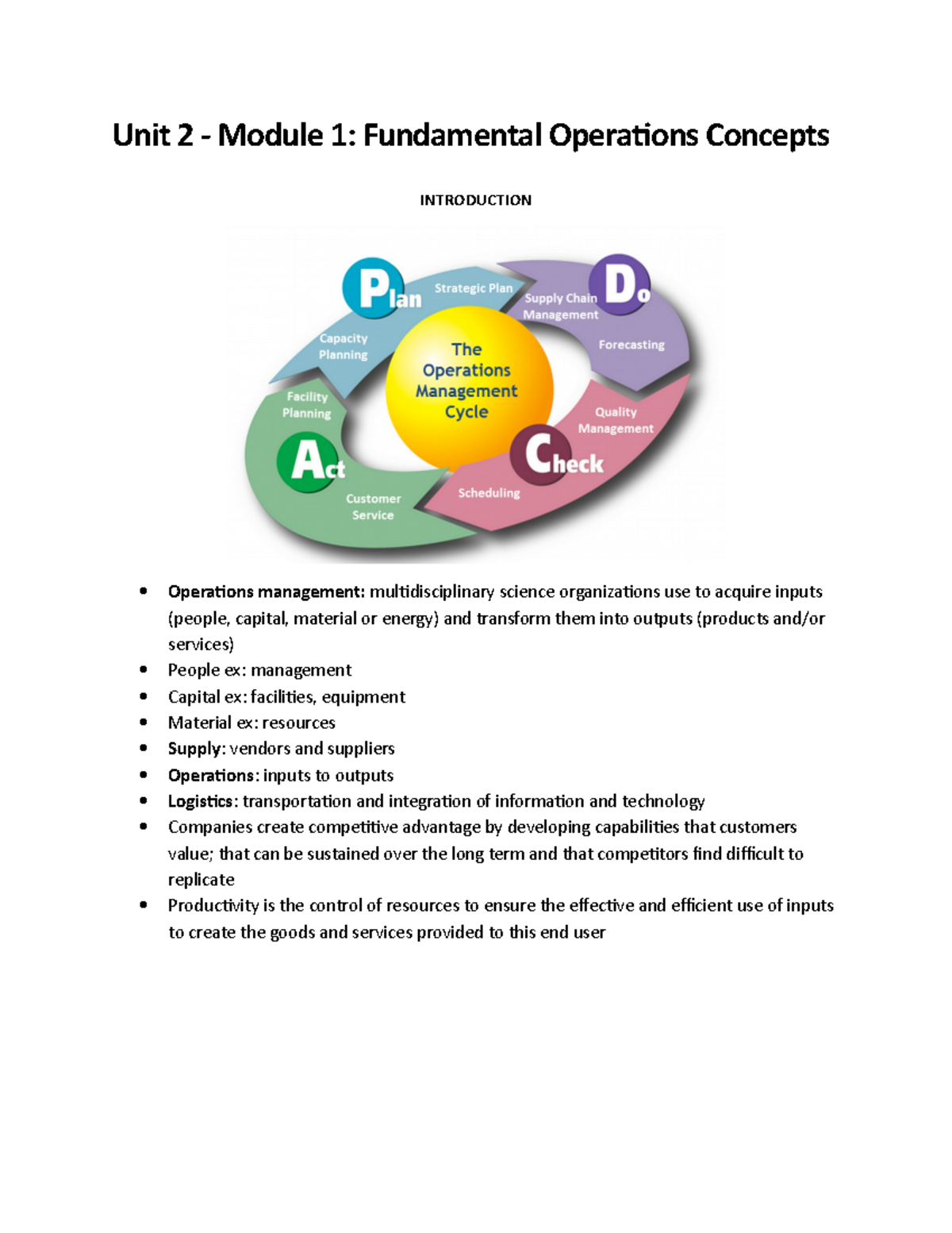 C720 Unit 2 - Management and Planning notes - Unit 2 - Module 1 ...