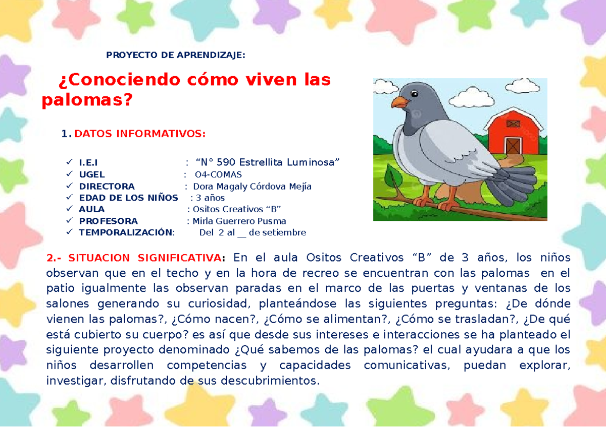 LAS Palomas - PROYECTO DE APRENDIZAJE: ¿Conociendo cómo viven las ...